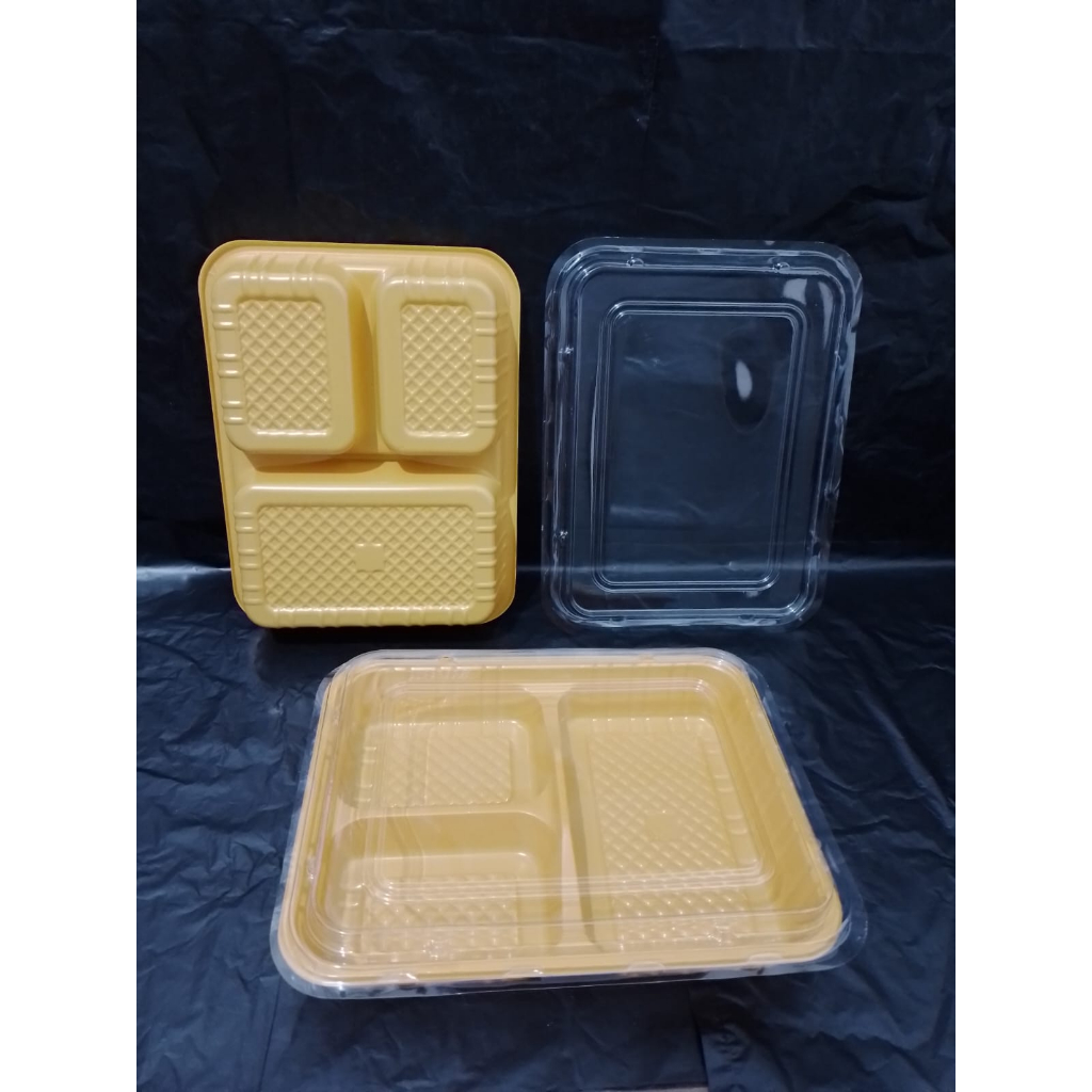 Jual Tray/Mika Bento/ Sekat 3/ Kuning / Isi 50 pcs | Shopee Indonesia