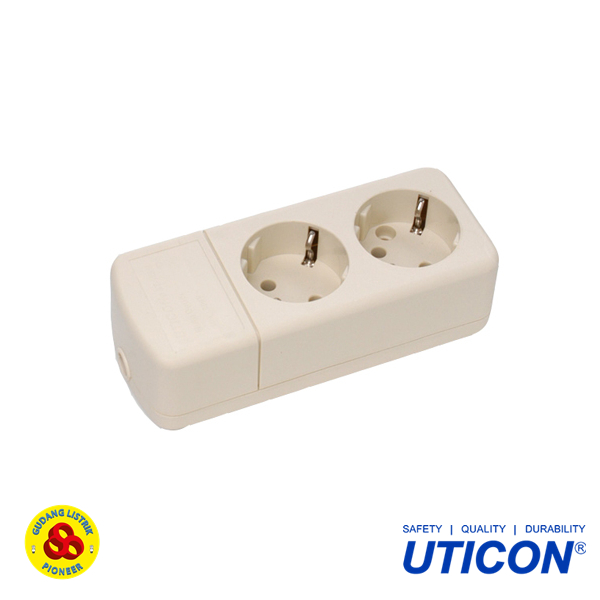 Jual Uticon Stop Kontak Arde 2 Lubang ST-128 N dengan Panel Instalasi Kabel | Shopee Indonesia