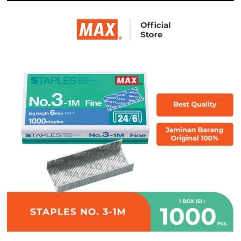 Jual isi Staples max 3 (harga tertera 1 box isi 20) | Shopee Indonesia