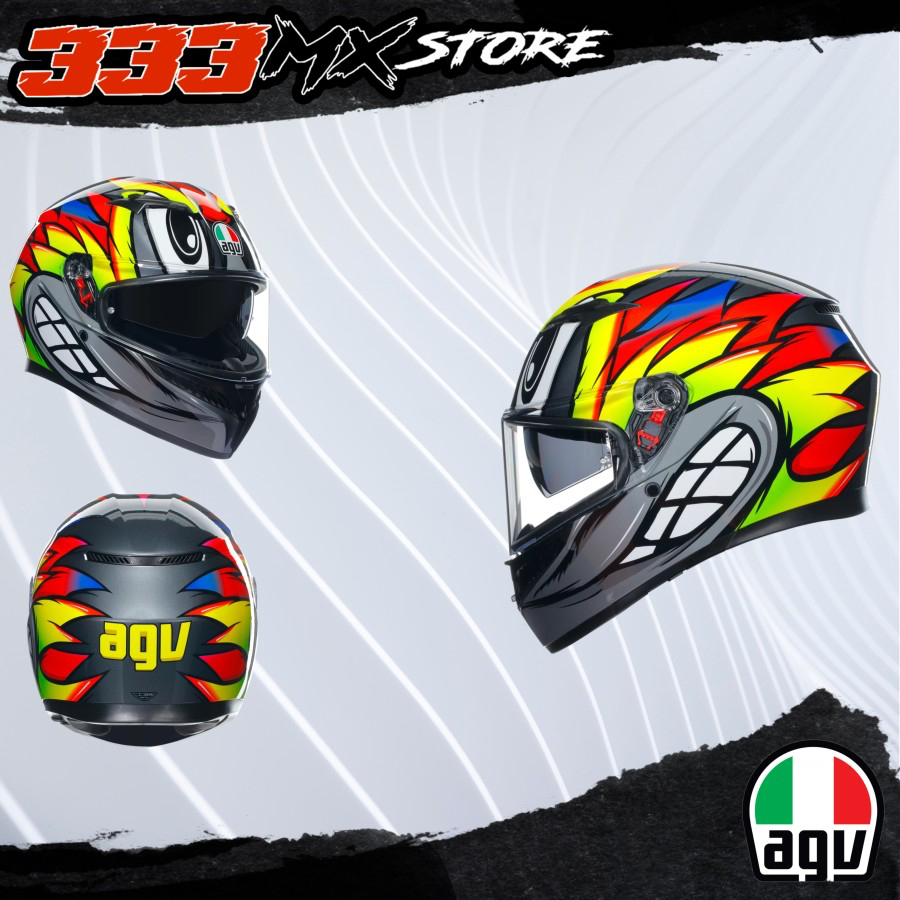 Jual Helm AGV K3 Birdy Grey Yellow Red AGV Helmet K3 Birdy Grey ...