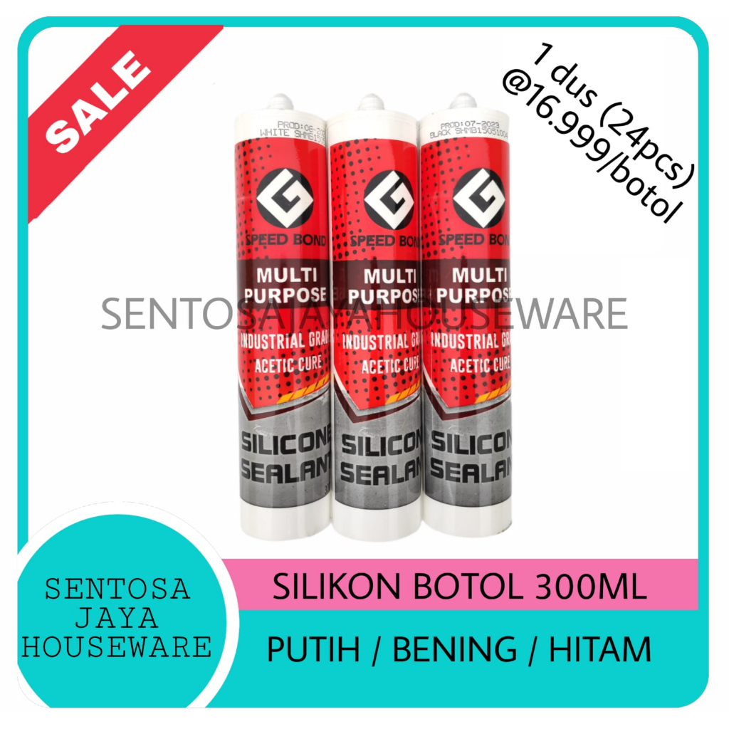 Jual LEM SEALANT SILIKON 300ML / LEM KACA BOTOL BLACK WHITE CLEAR ...