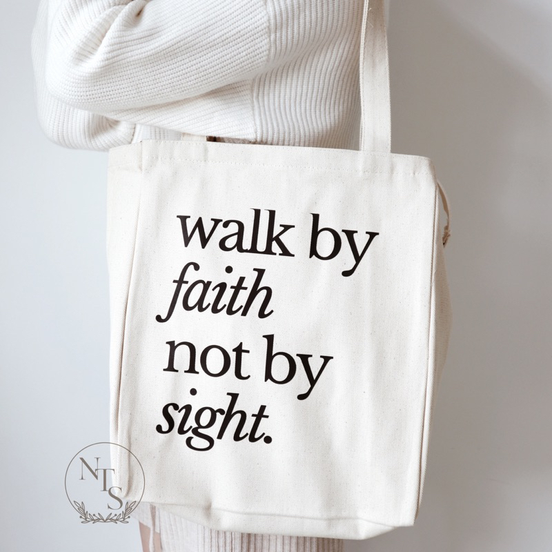 Jual Walk by Faith Tote Bag | Totes Rohani Estetik Kanvas Premium ...