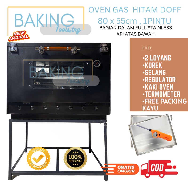 Jual OVEN GAS HITAM DOFF UKURAN 80x55cm DALAM FULL STAINLESS | Shopee ...