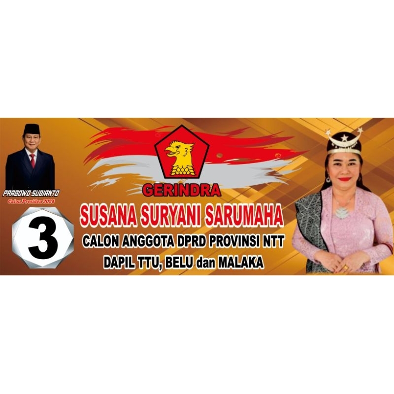 Jual spanduk partai gerindra ukuran 2 meter x 1 meter muraaah | Shopee ...