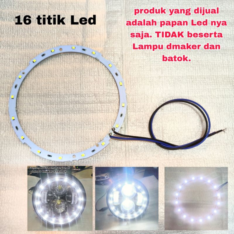 Jual lampu Led diameter 13 Papan pcb Led angel eyes 16 titik putih ...