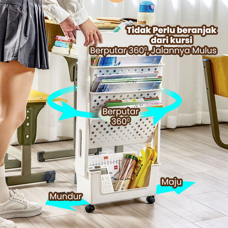 Jual MUZY Rak Buku Roda Rak Serbaguna Rak Penyimpanan Buku Portable Rak ...
