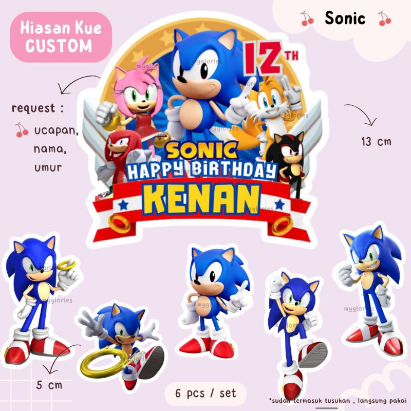 Jual Hiasan Kue Custom SONIC Topper Cake Happy Birthday Ulang Tahun ...