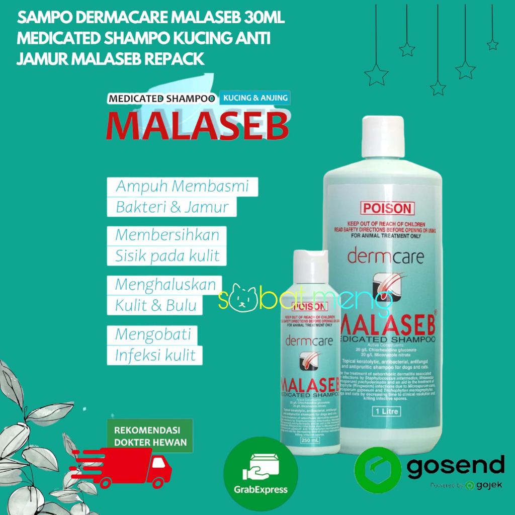 Jual SAMPO DERMACARE MALASEB 30ML | MEDICATED SHAMPO KUCING ANTI JAMUR ...