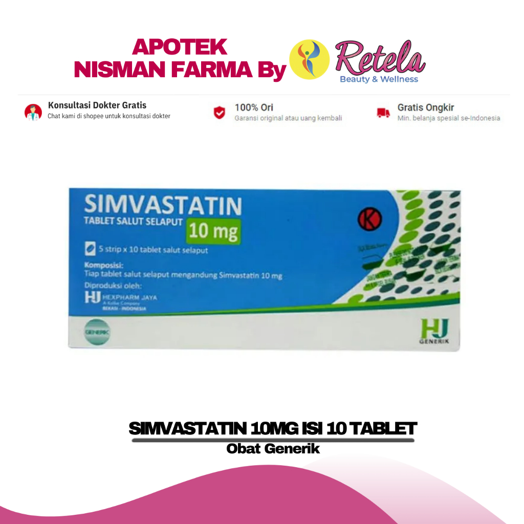 Jual SIMVASTATIN 10MG 1 STRIP ISI 10 TABLET (HJ) | Shopee Indonesia