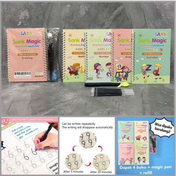Jual Sank Magic Book Buku Menulis Anak 1 Set isi 4 Bungkus | Shopee ...
