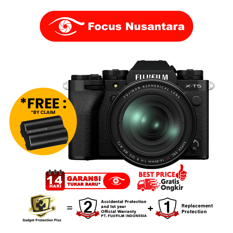 Jual FUJIFILM X-T5 Fuji XT5 / Fujifilm XT5 Body / Kit 18-55 / Kit 16-80mm Resmi | Shopee Indonesia