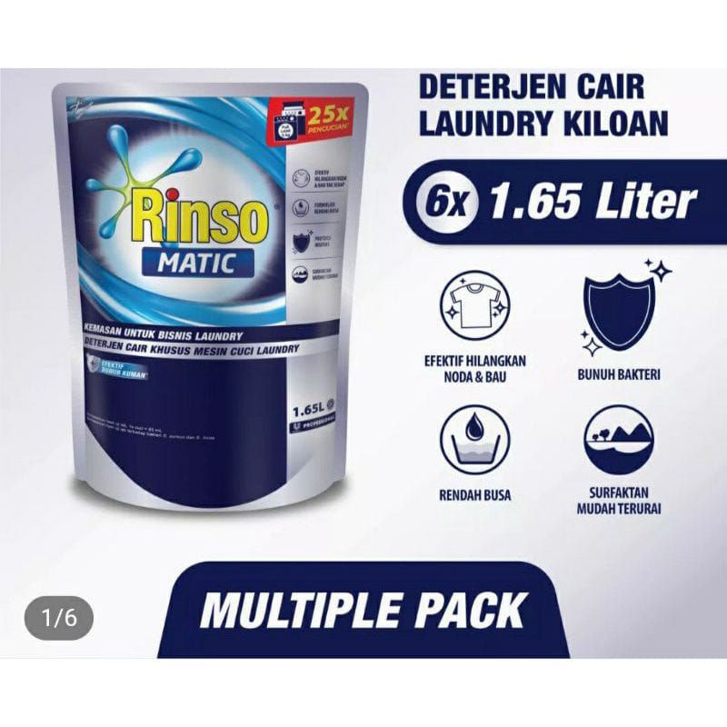 Jual Detergen Cair Rinso Matic Profesional 1,65 Liter Sabun Cuci Baju ...