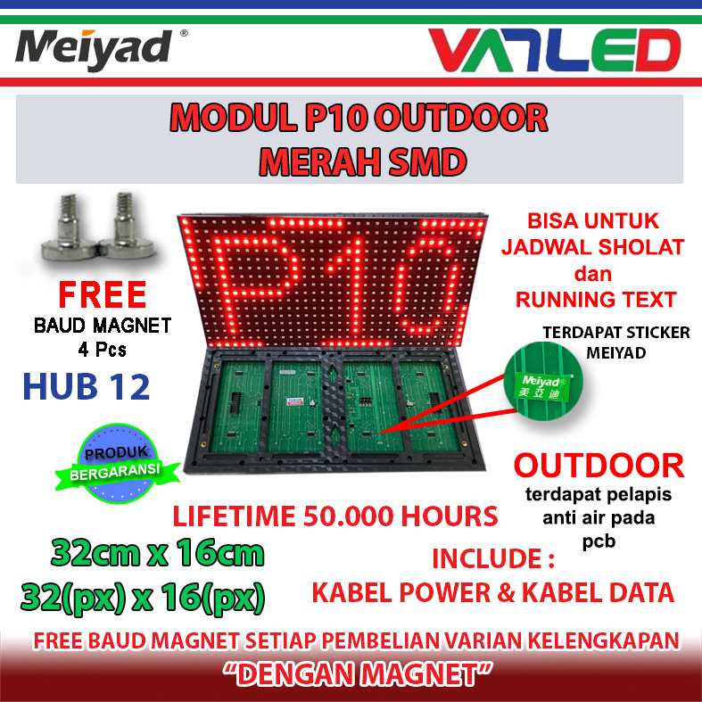 Jual Panel Modul Module Runnging Text P10 SMD Merah Putih Hijau Kuning ...