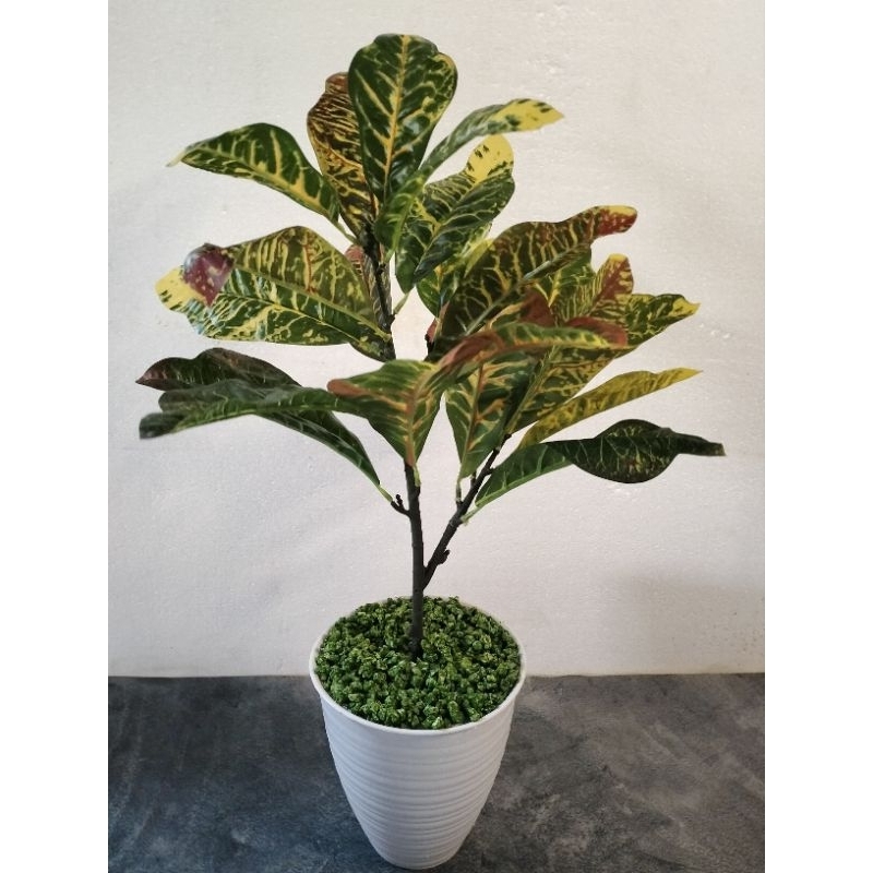 Jual Daun puring latek artificial set pot/ daun puring plastik/ daun ...