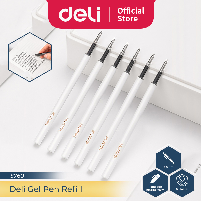 Jual Deli Gel Pen Refill / Isi Ulang Tinta Pulpen Gel Hitam 0.5 mm Isi ...