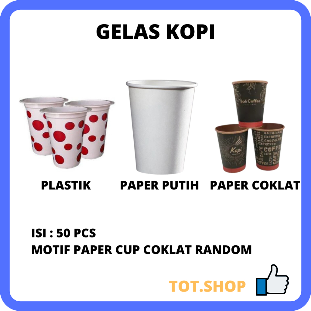 Jual 50 PCS PAPER CUP GELAS PLASTIK Kopi Coffee Anti Panas Gelas Cup Es ...