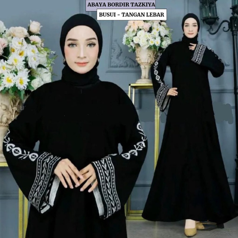 Jual Abaya Bordir Gamis Hitam Polos Dress Syari Jubah turkey dubai arab ...