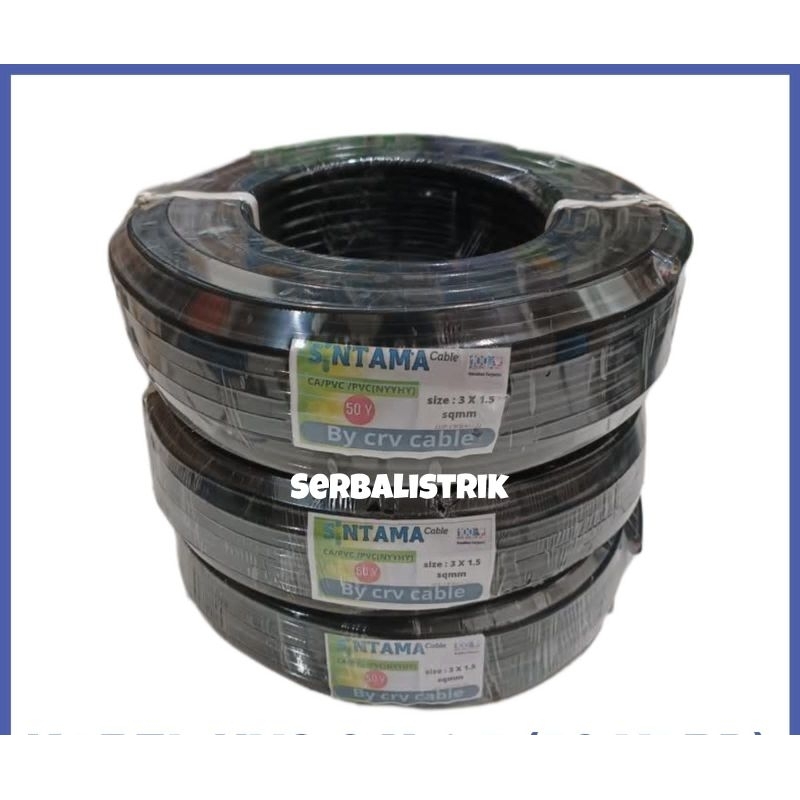Jual Kabel pompa satelit sibel hitam 3x1.5 serabut 50M SINTAMA | Shopee ...