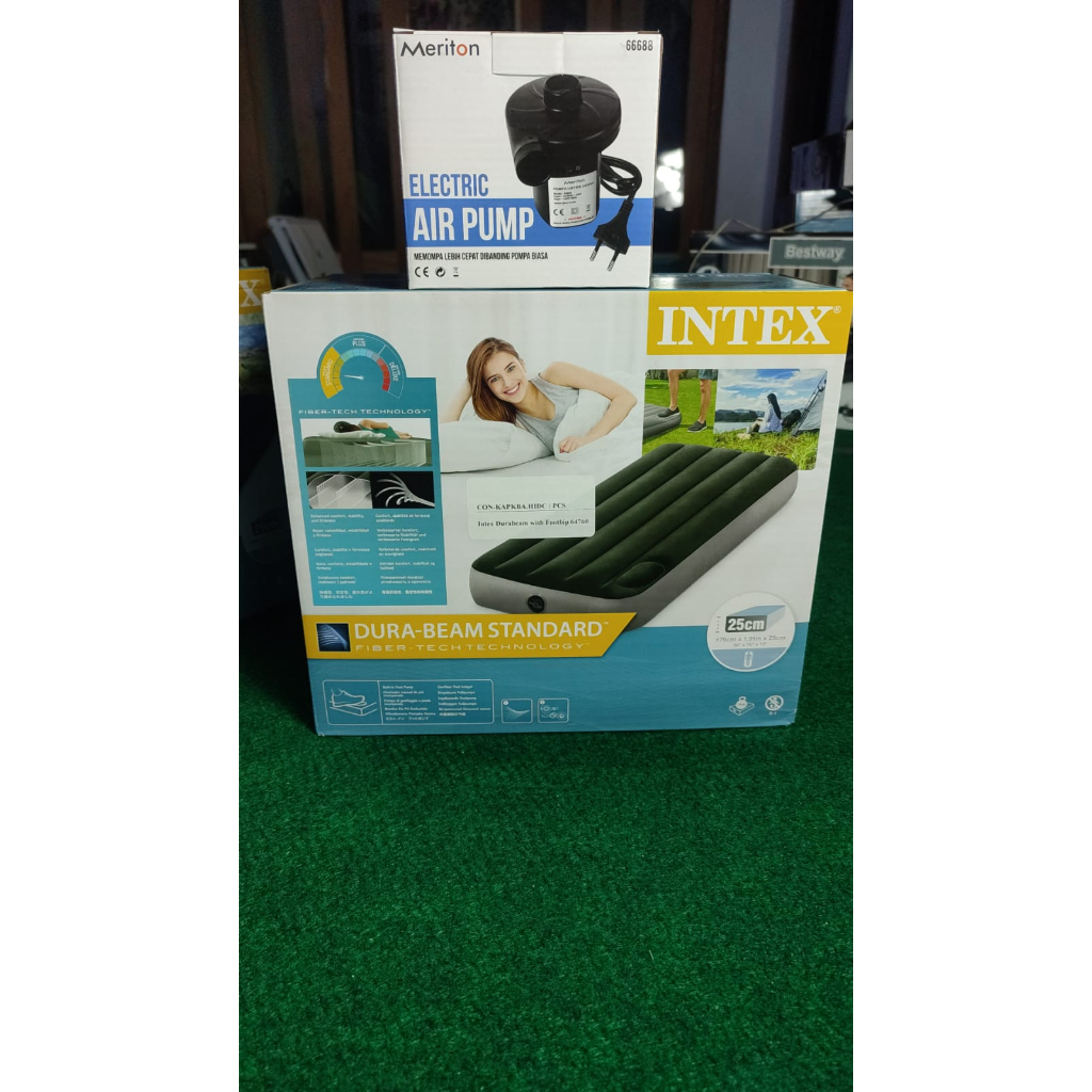 Jual INTEX KASUR ANGIN DURABEAM AIRBED 64760 SINGGLE BUILT IN FOOT PUMP ...