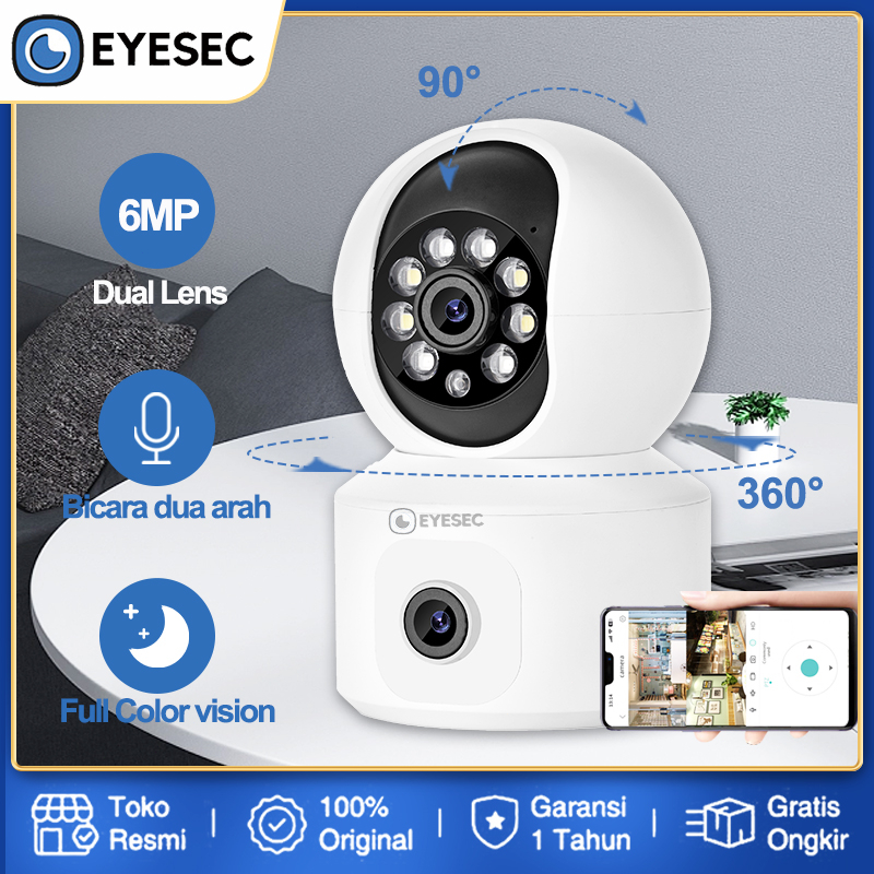 Jual EYESEC CCTV Indoor WiFi 8MP Dual Lens IP Camera 360° PTZ Kamera HP Jarak Jauh Garansi 1 ...