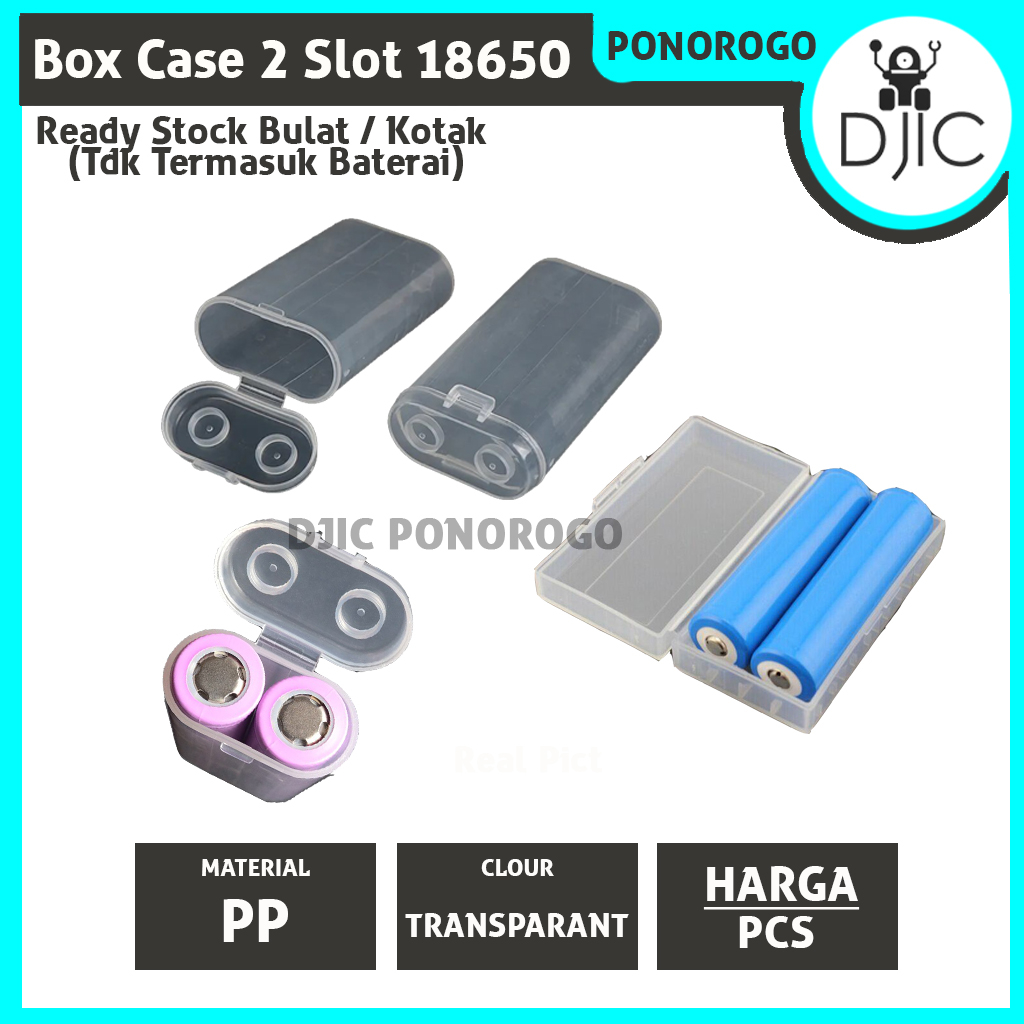 Jual STORAGE BOX CASE BATERAI 18650 CLEAR 2 SLOT KOTAK ATAU BULAT ...