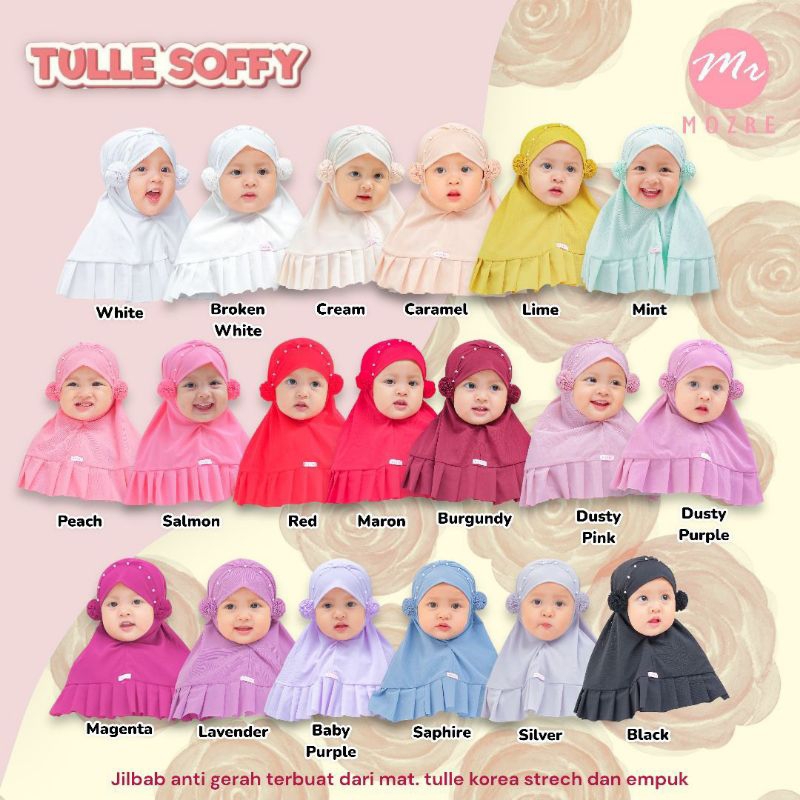 Jual Mozre Tulle soffy XS, S, M tulsof hijab pompom lucu | Shopee Indonesia