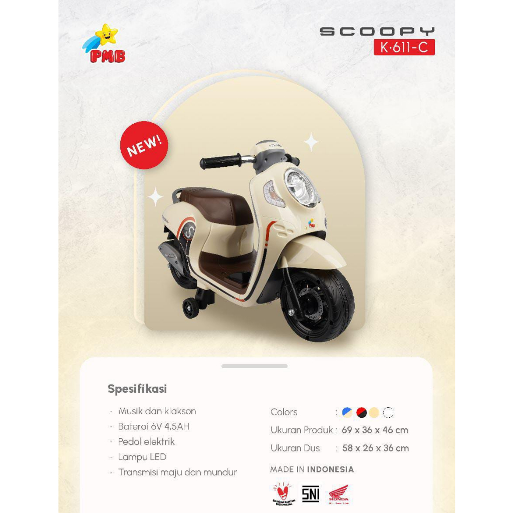 Jual PMB MOTOR AKI ANAK SCOOPY K611C / Motor Anak Scoopy/ Murah Mainan ...