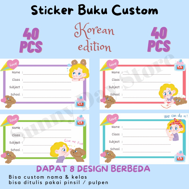 Jual sticker buku custom / edisi korean / sticker buku anak / sticker ...