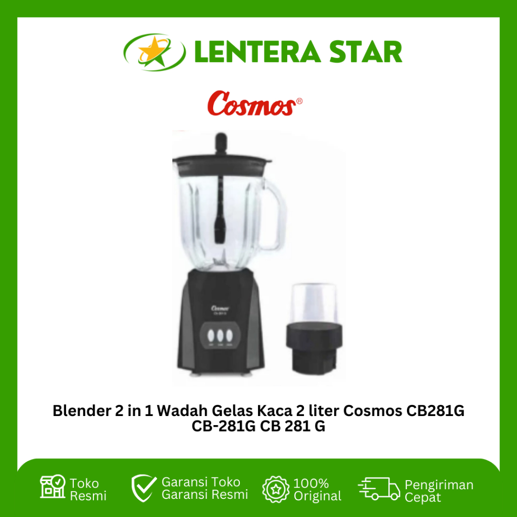 Jual Blender 2 in 1 Wadah Gelas Kaca 2 liter Cosmos CB281G CB-281G CB ...