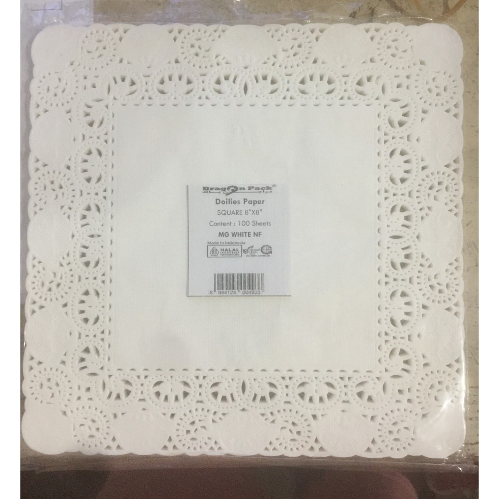 Jual Paper Doyleys 8"x8" 100pcs kertas doilies kotak alas renda 20x20 ...