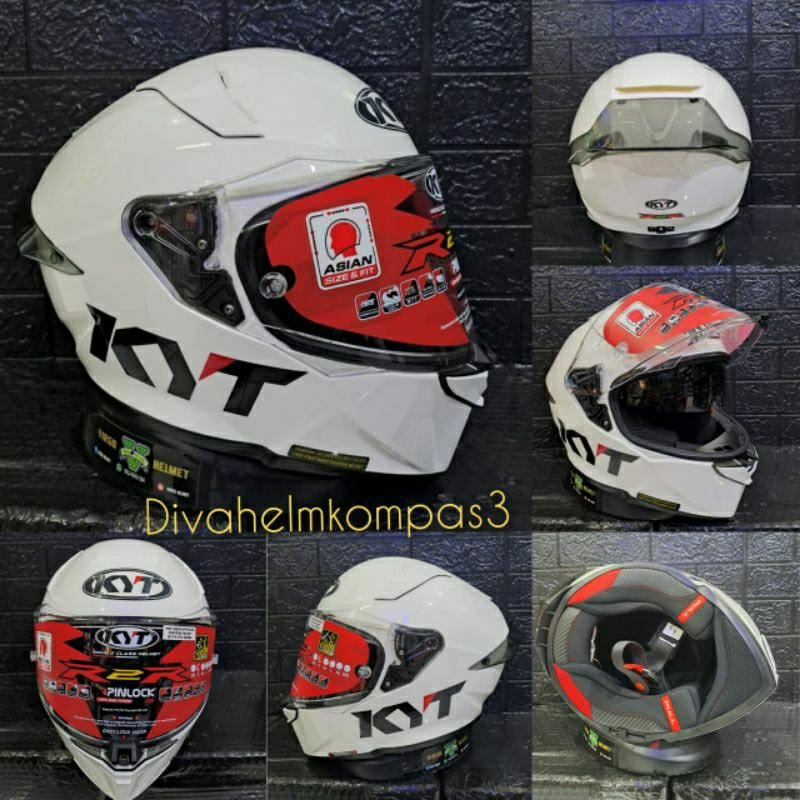 Jual HELM KYT R2R PLAIN WHITE|NEW HELM KYT R2R FULLFACE | Shopee Indonesia
