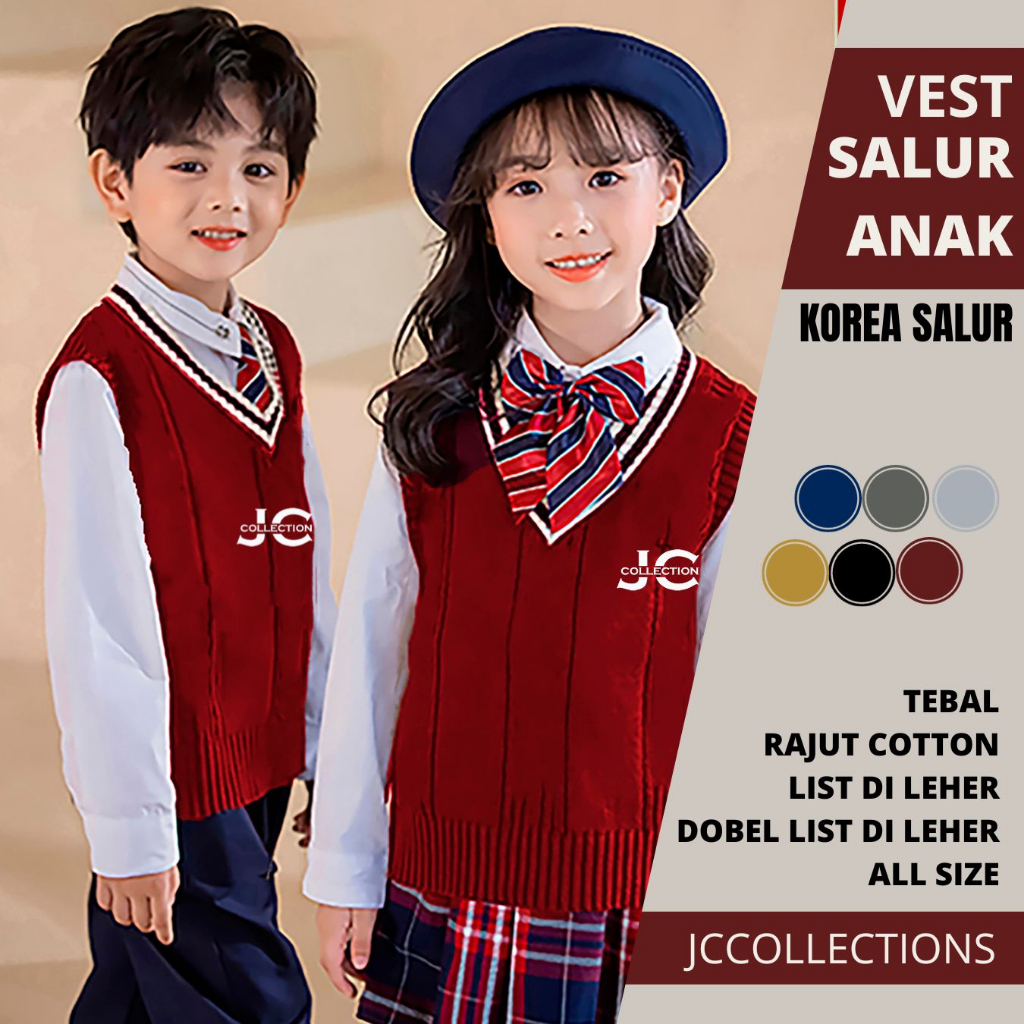 Jual Rompi Rajut Anak / Vest Anak Sekolah Unisex Salur / Rompi Rajut ...