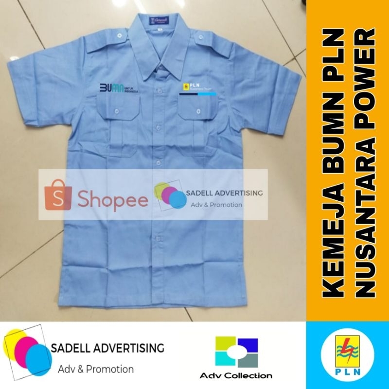 Jual Kemeja PLN Nusantara Power BUMN Biru Muda PDH Lengan Pendek Pria ...