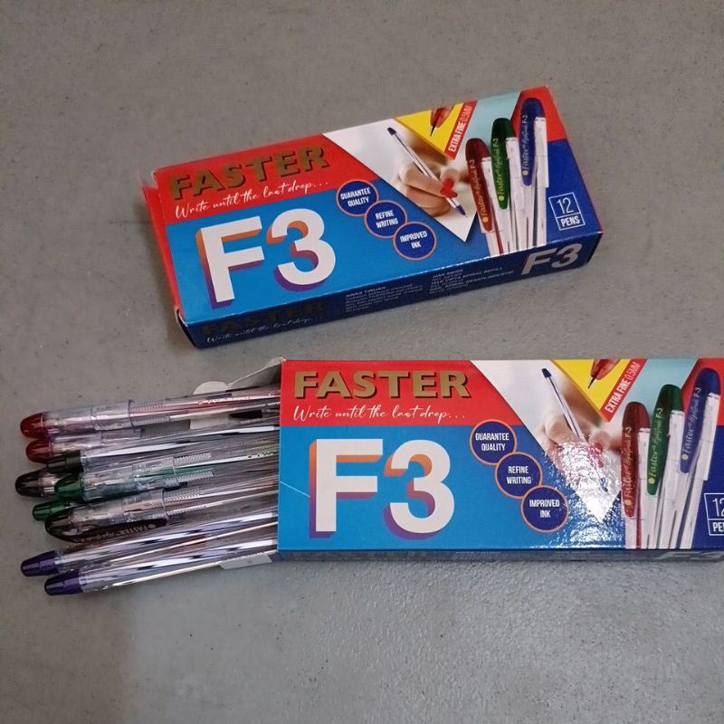 Jual pulpen faster F3 / bolpoint/ pena hitam faster ( 12 pcs) | Shopee ...
