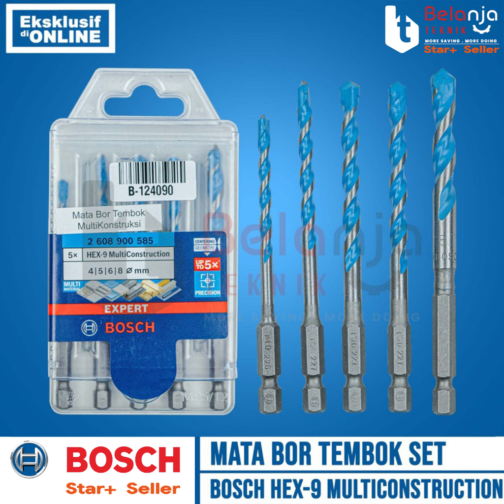 Jual Bosch Mata Bor Tembok Set 5 Pcs Hex 9 Multiconstruction Drill Bit ...