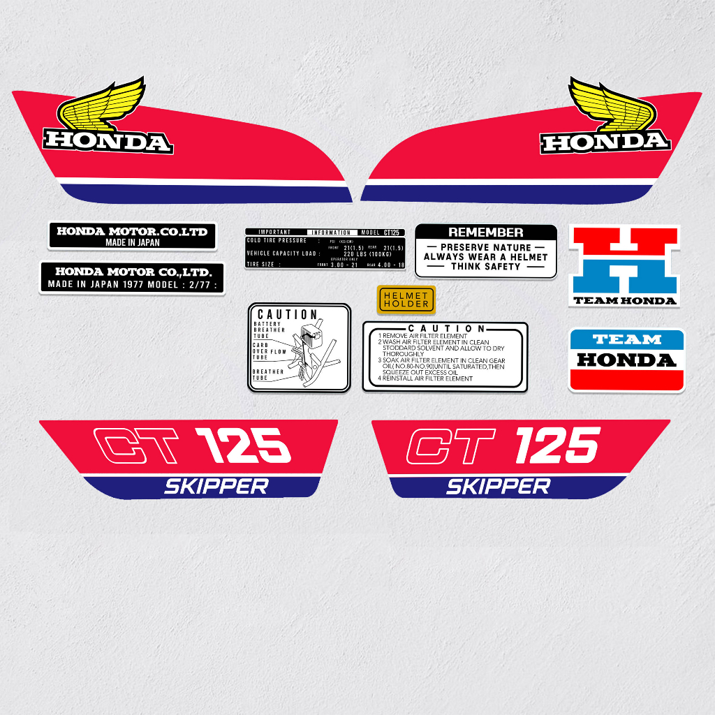 Jual Sticker Decal Honda CT125 CT185 SKIPPER 1989 Hatesix | Shopee ...