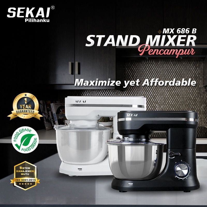 Jual Sekai Stand Mixer Low Watt Alat Pengaduk Adonan Mixer 4 5 Liter Mx