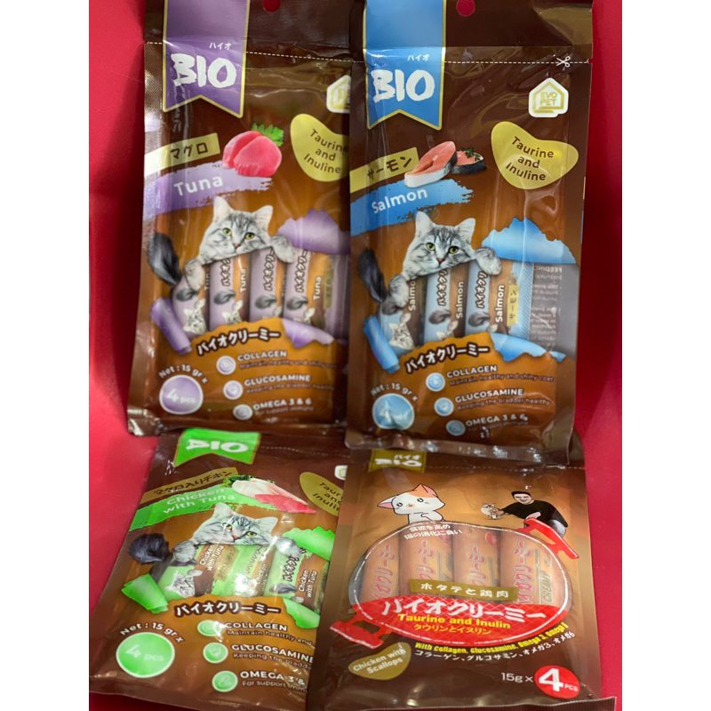 Jual Bio Creamy Cat Treats (isi 4) Salmon & Original | Makanan Kucing ...