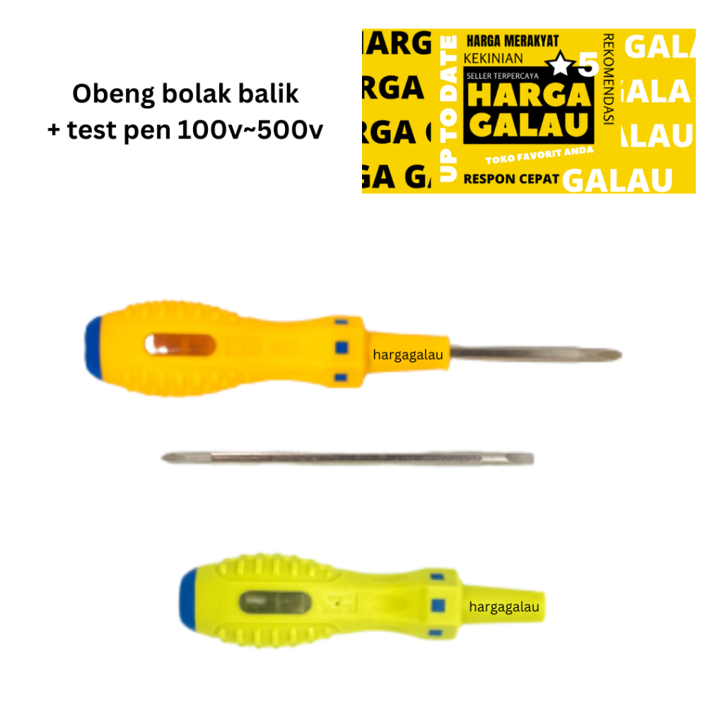 Jual Obeng Bolak Balik Magnetic plus Test Pen 100v ~ 500v Plus Minus ...