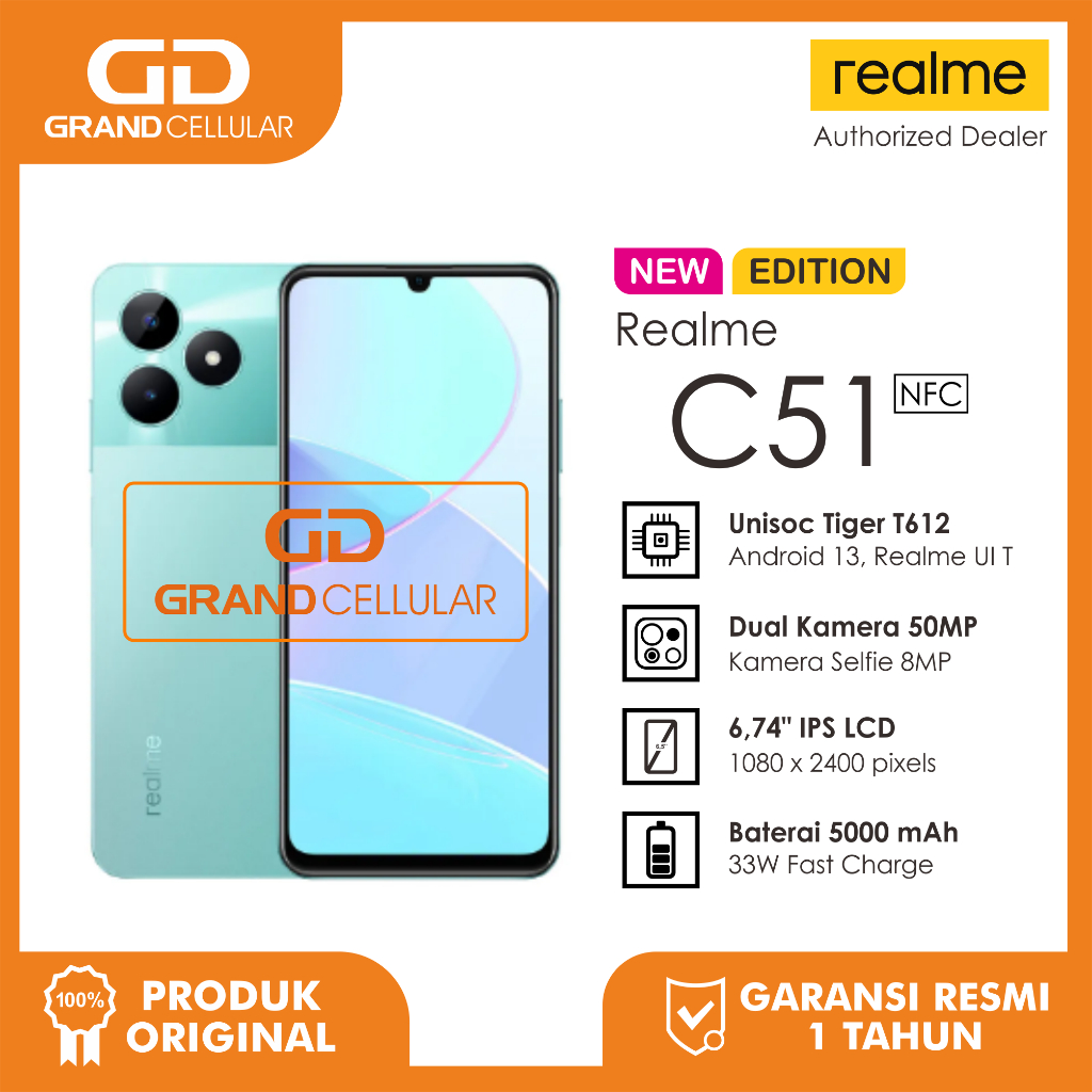 Jual REALME C51 4GB RAM 128GB ROM - 4GB RAM 64GB ROM Garansi Resmi ...