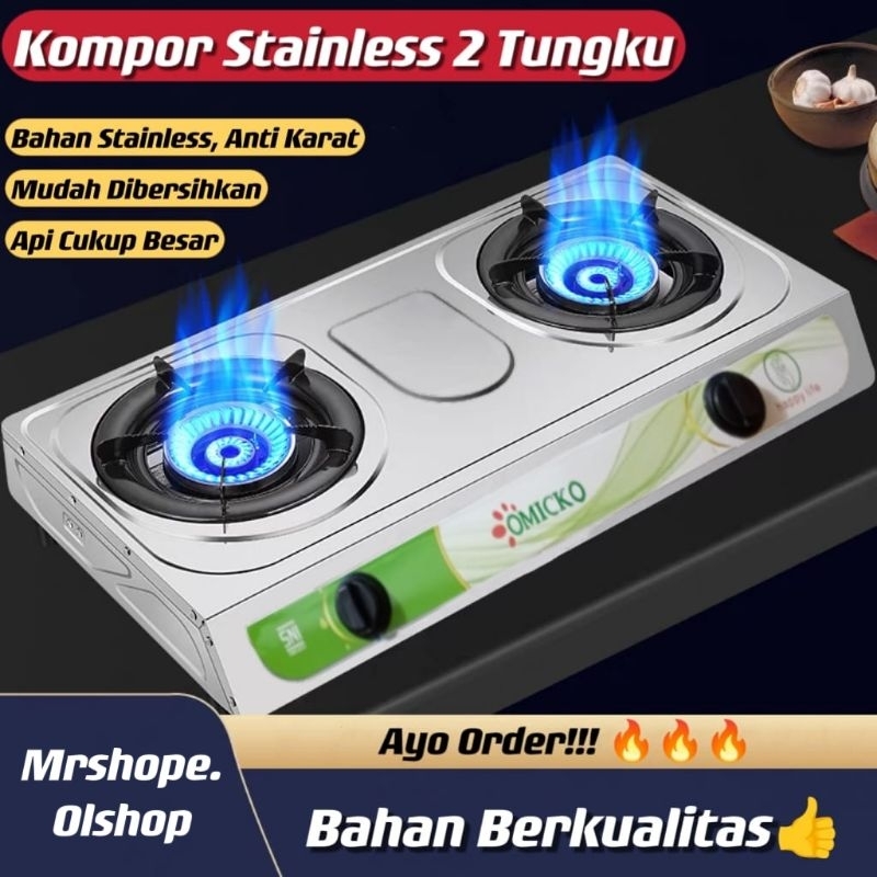 Jual Kompor Gas 2 Tungku / OMICKO Kompor Stainless 2 Tungku Anti Karat ...