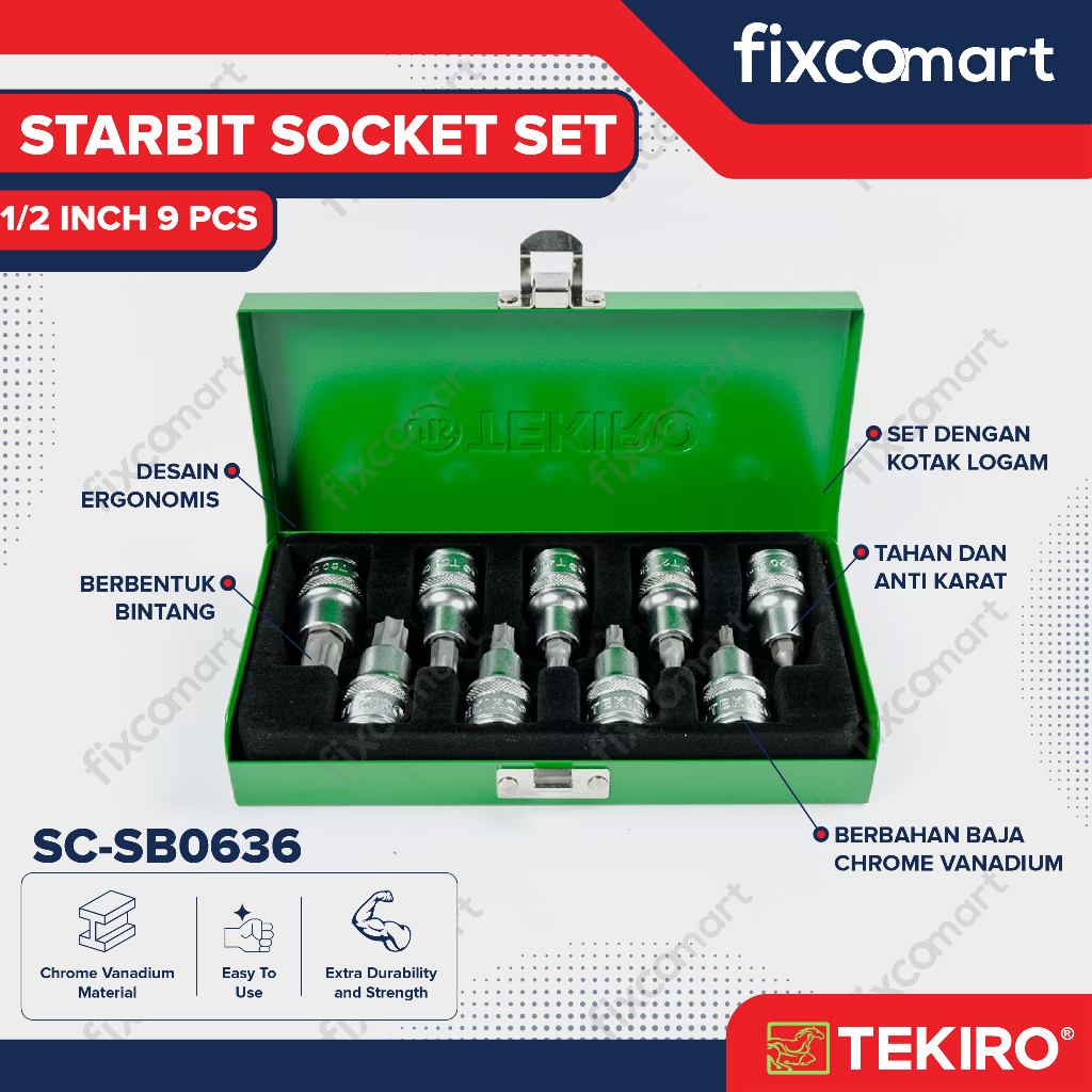 Jual Tekiro Mata Sock L Bintang Set 1/2 Inch 9 Pcs (T20 - T60)/ Tekiro ...