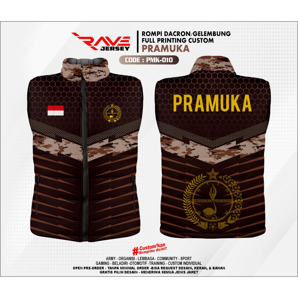 Jual ROMPI PUFFER/DACRON/GELEMBUNG PRAMUKA SESI 2 FULL PRINTING ...