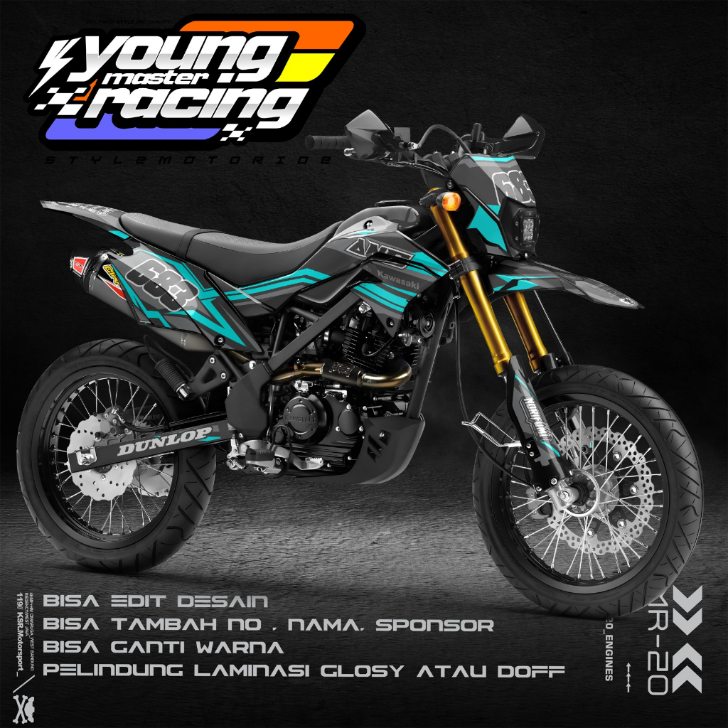 Jual Decal Sticker Motor Cross Supermoto Kawasaki KLX Dtracker 150 New ...