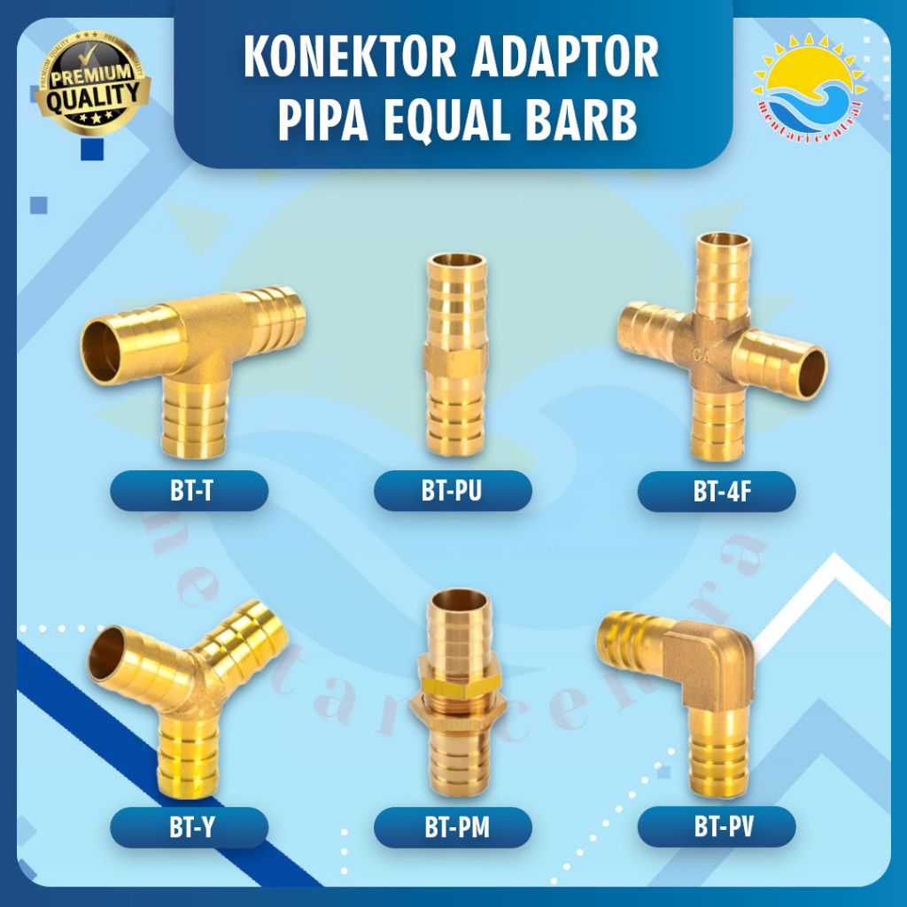 Jual Konektor Adaptor Selang Pipa Equal Barb 6mm 8mm 10mm 12mm 14mm