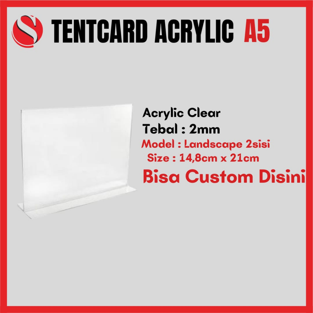 Jual Akrilik A5 / Tend Card A5 / Tend Card Akrilik A5 / Sign Card A5 ...