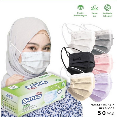 Jual MASKER EARLOOP HEADLOOP 3PLY SENSA PLUS 1BOX ISI 50PCS / MASKER ...