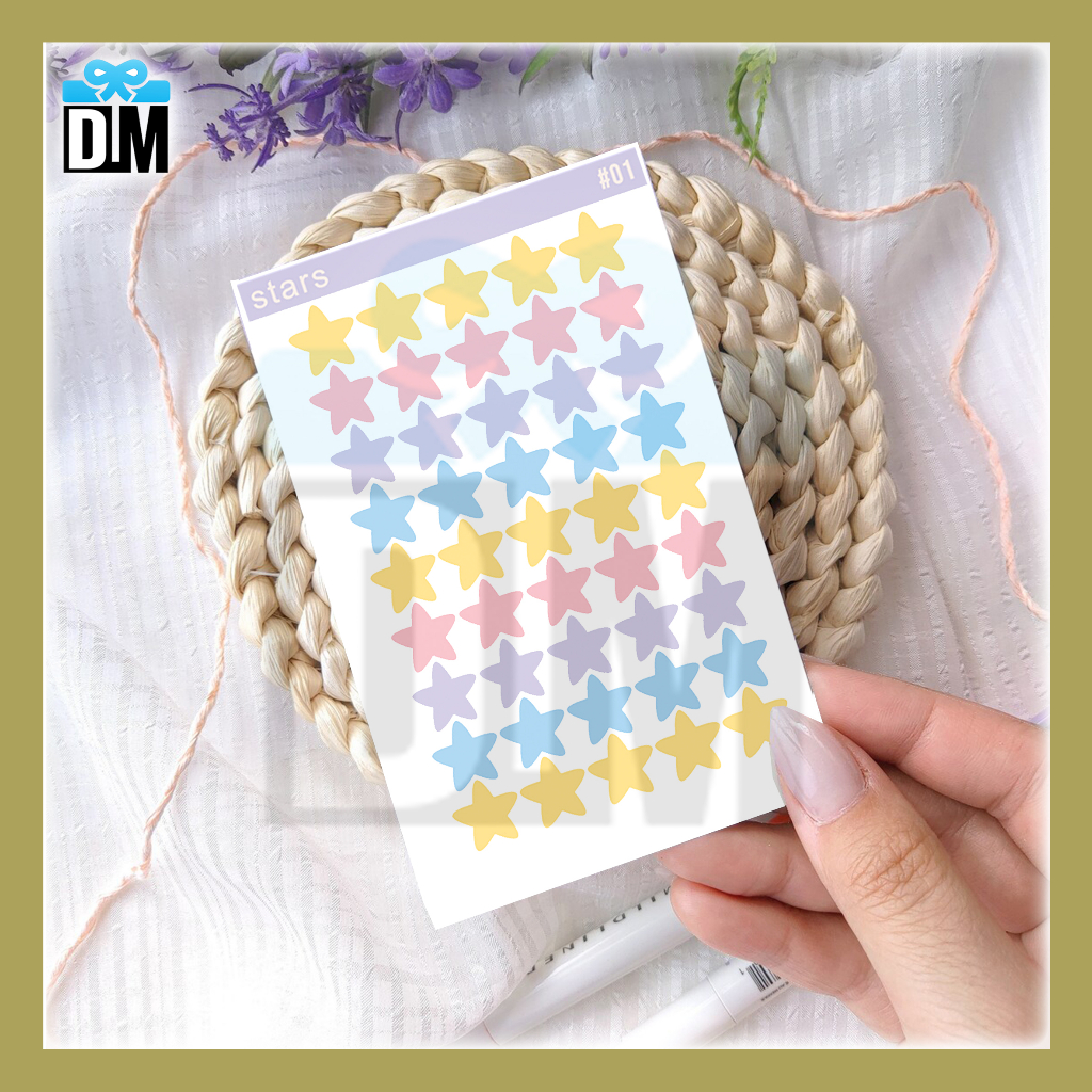 Jual Sticker Bintang Stars Sticker Warna Warni Pastel Aesthethic ...