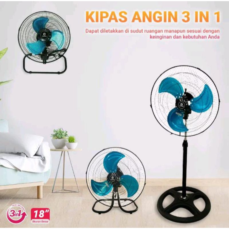 Jual Kipas Angin Besi Tornado 3in1 Desk Fan Stand Fan Wall Fan TD Besar ...