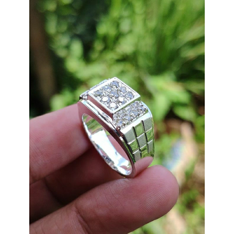 Jual cincin berlian pria cincin cowok full berlian banjar cincin silver ...